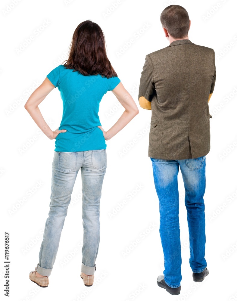 Woman Standing On Mans Back