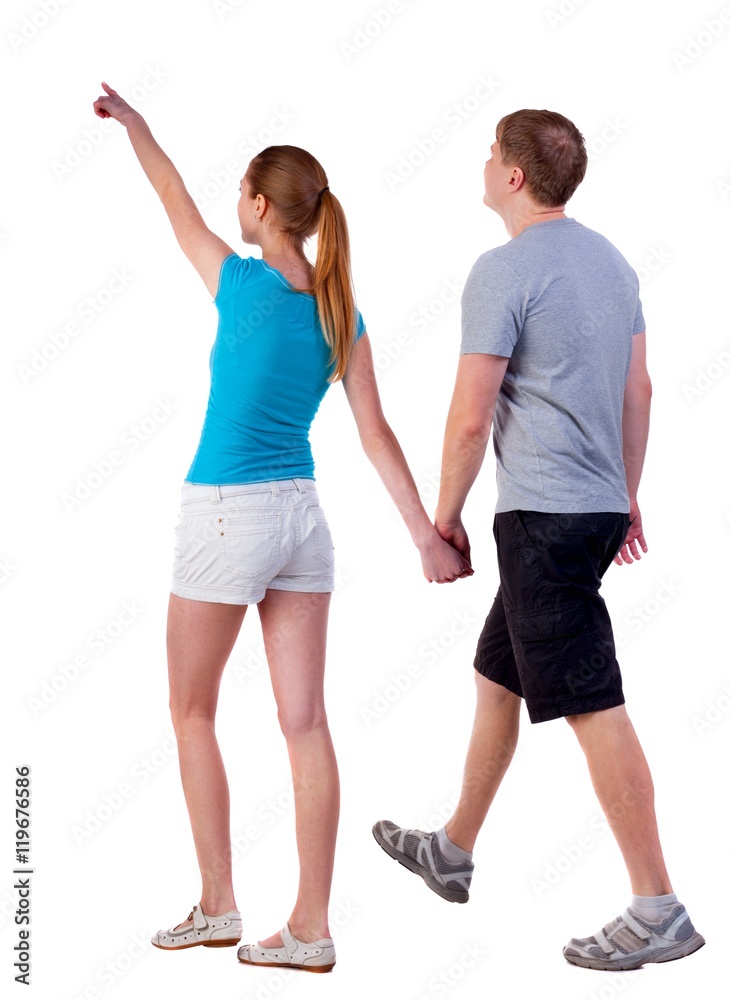 Couple Walking White Background
