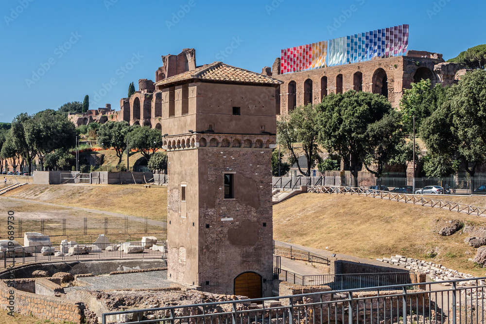 Circus Maximus - ancient Roman chariot racing stadium. Rome. Stock ...