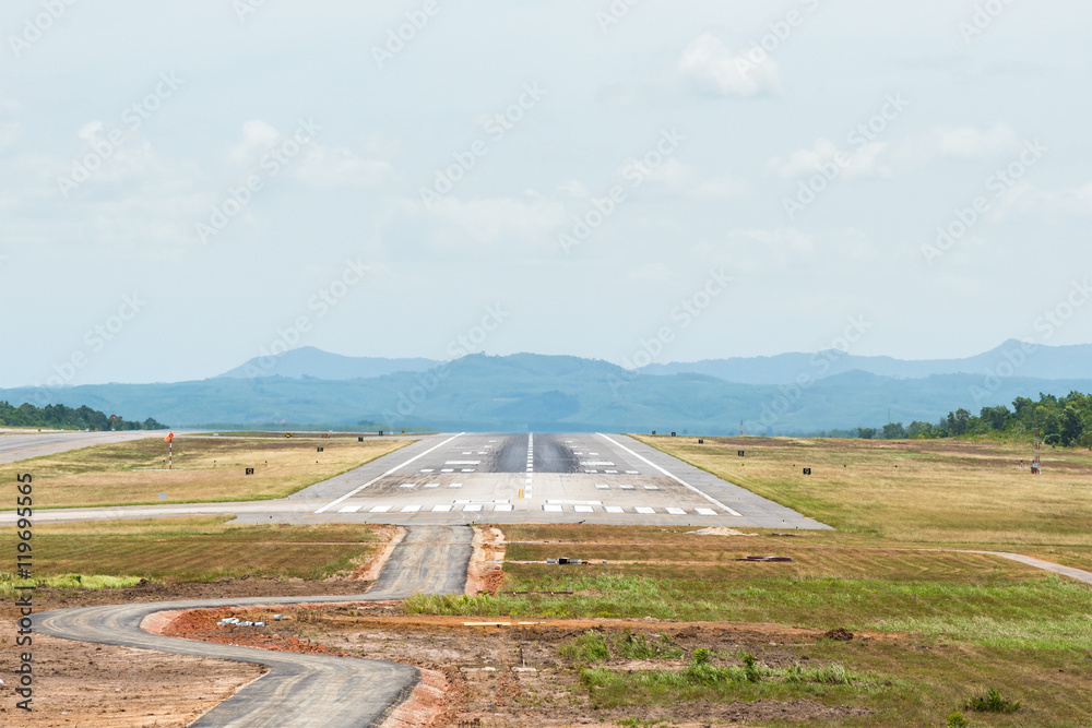 Airport Runway with sky and clouds in summer day. Stock Photo | Adobe Stock
