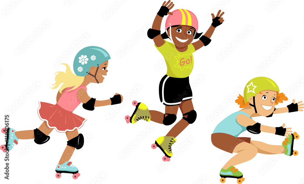 Kids Roller Skating Clip Art