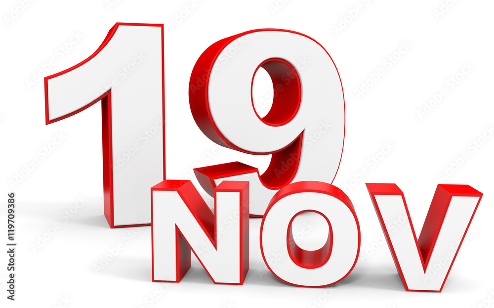 November 19. 3d text on white background. Stock-Illustration | Adobe Stock