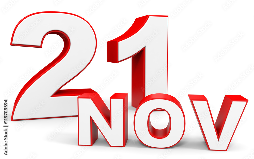 November 21. 3d text on white background. Stock Illustration | Adobe Stock