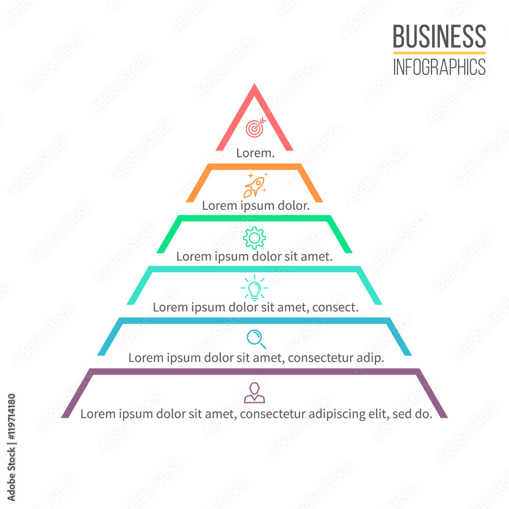 Pyramid, triangle with 6 steps, levels. Stock Vector | Adobe Stock