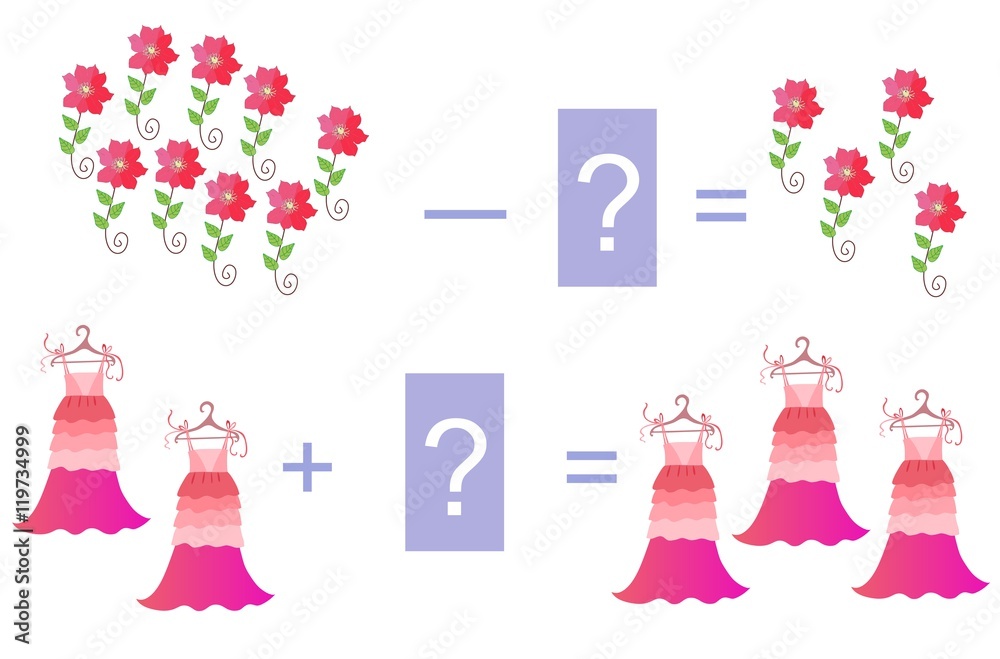 Educational game for children.Cartoon illustration of mathematical ...