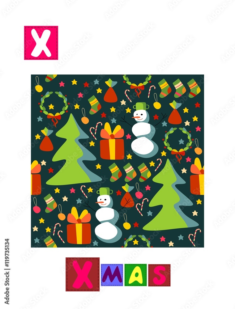 Cute cartoon english alphabet with colorful image and word. Kids vector ...
