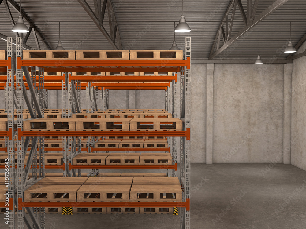 warehouse, 3d illustration Stock Illustration | Adobe Stock