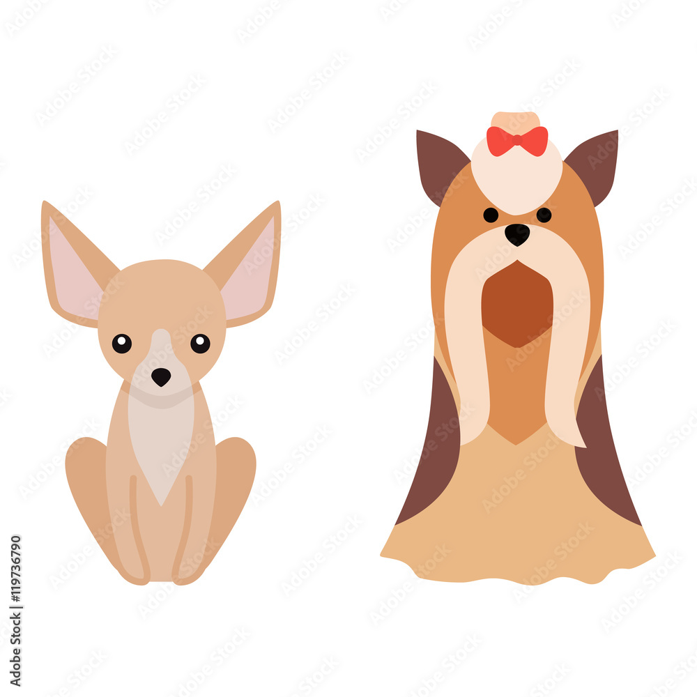 Flat dog pet sitting cute dog vector. Flat dog animal pet vector ...