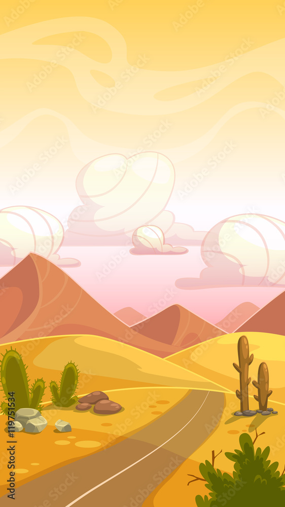 Cartoon desert landscape Stock Vector | Adobe Stock
