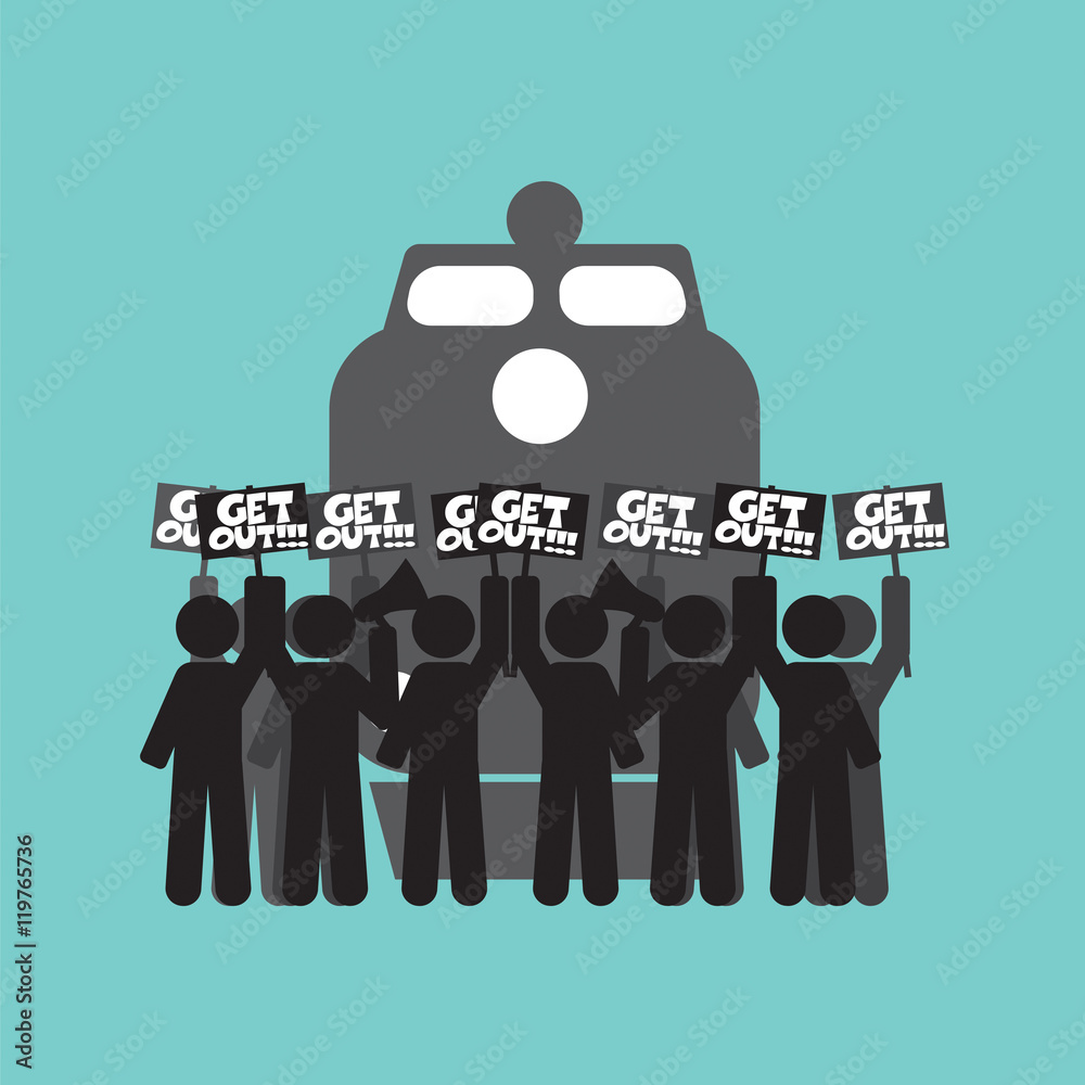 Train Workers Strike And Protest Symbol Vector Illustration Stock ...