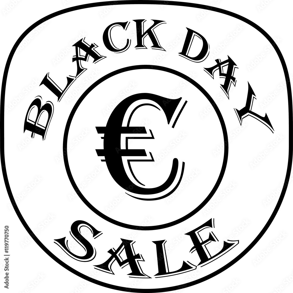 Icono de Black day en blanco y negro. Fondo blanco. Vector ilustración ...