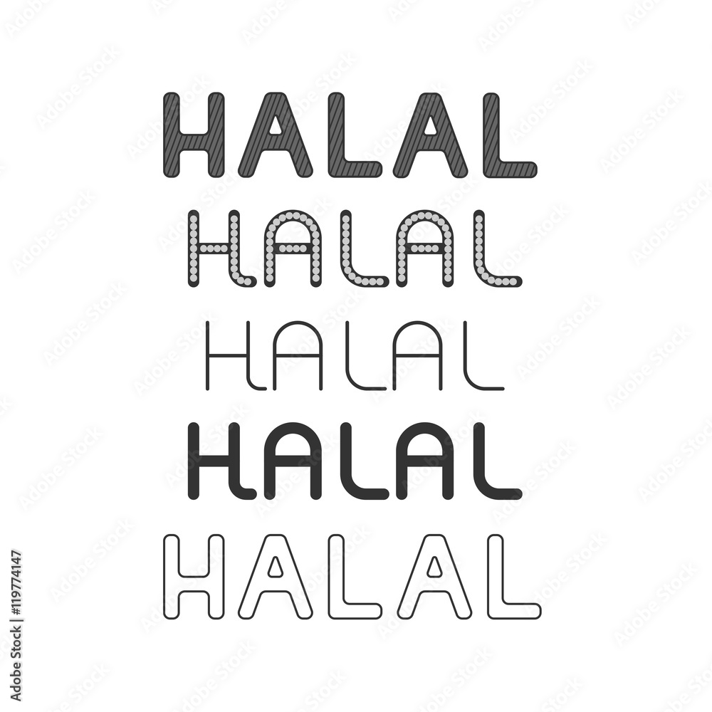 Halal food text vector set. Badges, logo, and label design. suitable ...