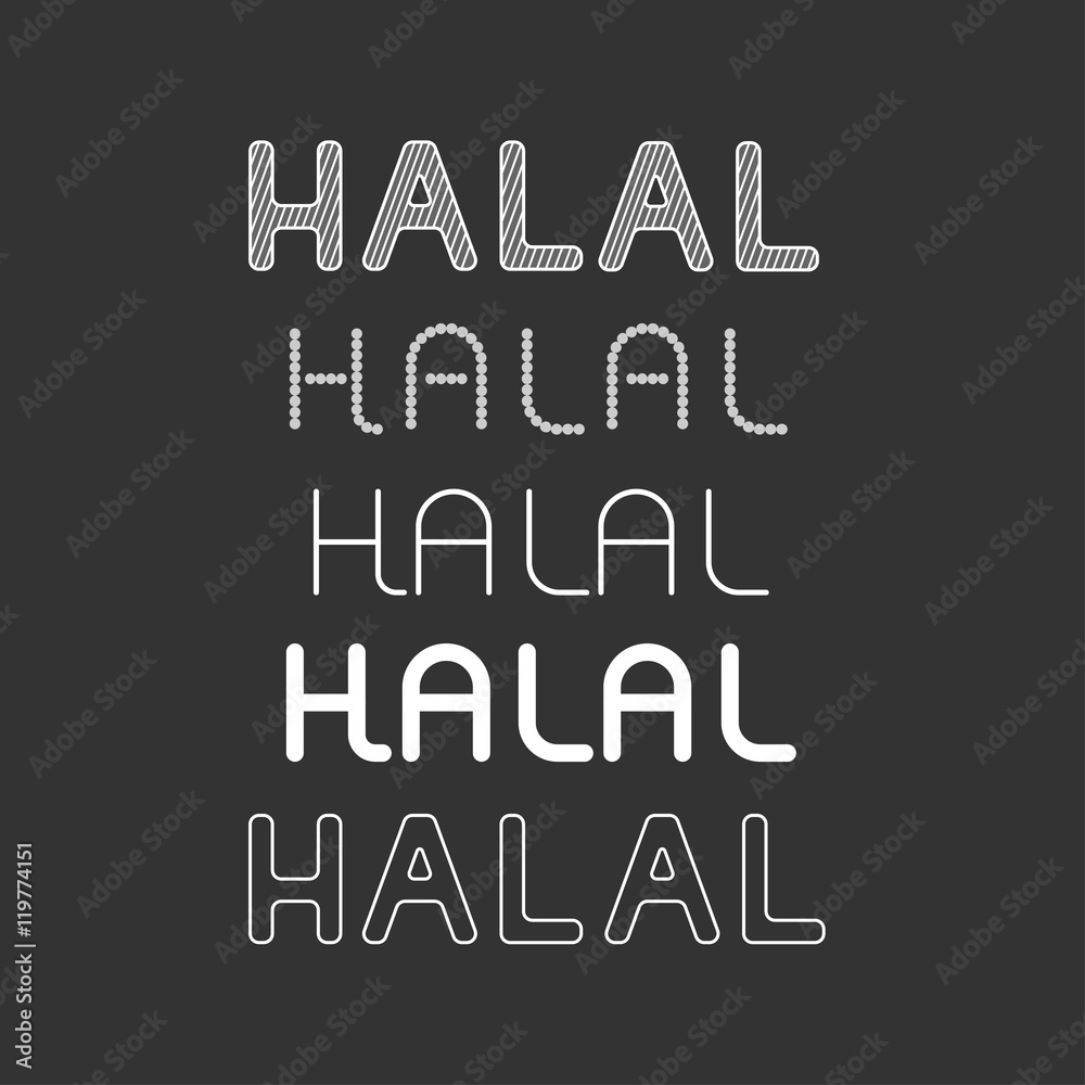 Halal food text vector set. Badges, logo, and label design. suitable ...