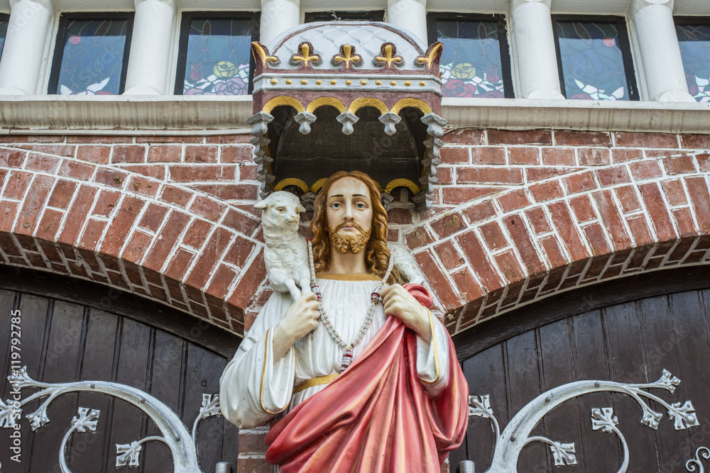 The jesus statue in front of St.Mary Cathedral in Yangon, Myanmar ...