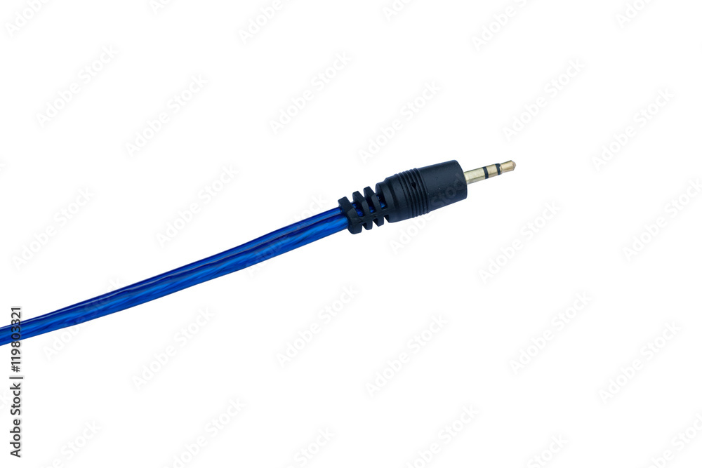 Jack plug and a cable isolated on the white background Stock Photo ...