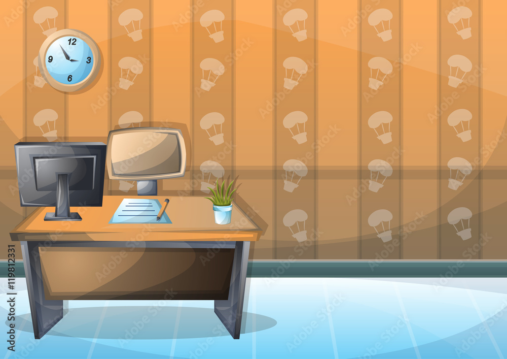 cartoon vector illustration interior office room with separated layers ...