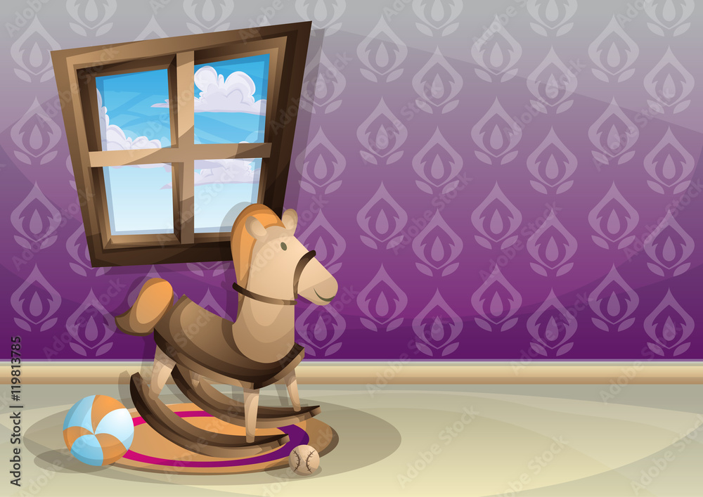 cartoon vector illustration interior kid room with separated layers in ...