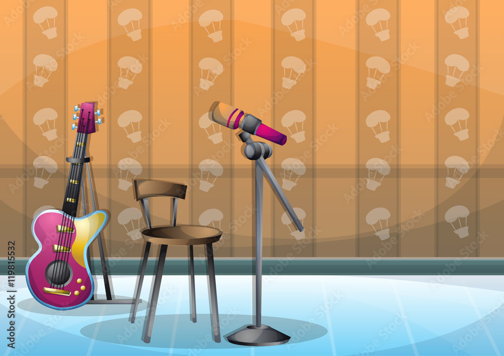 cartoon vector illustration interior music room with separated layers ...