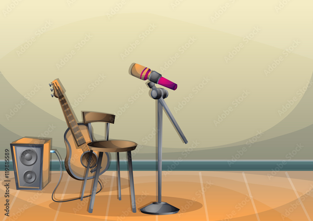 cartoon vector illustration interior music room with separated layers ...