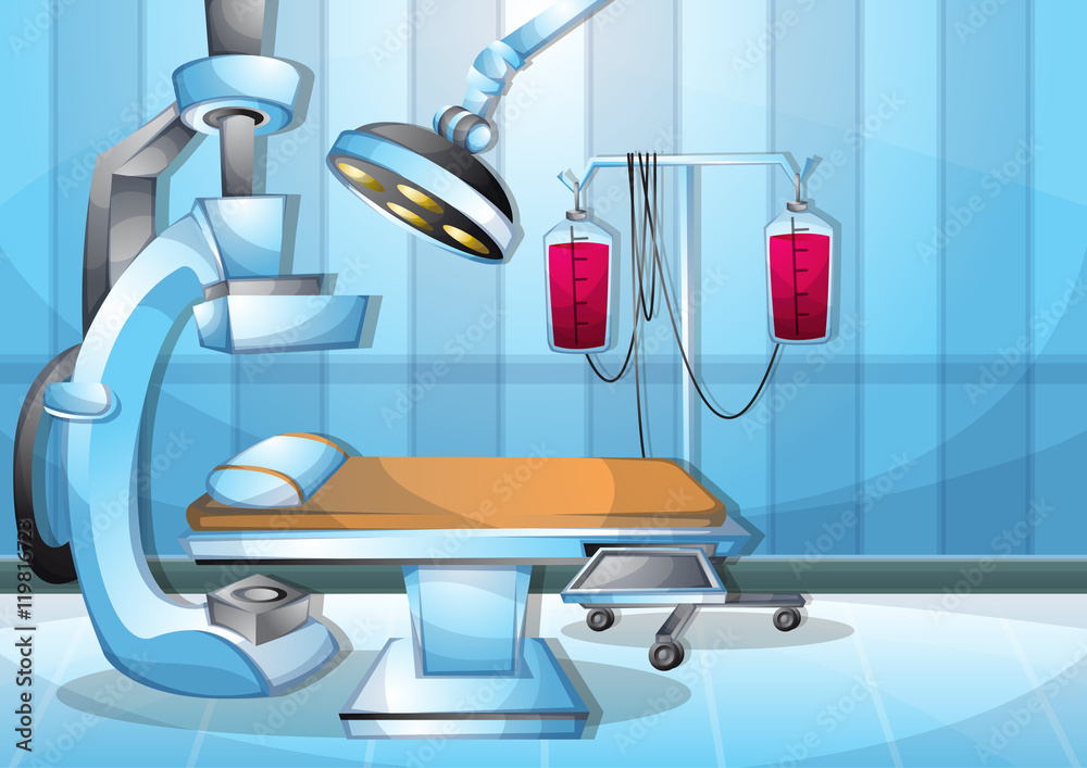 cartoon vector illustration interior surgery operation room with ...
