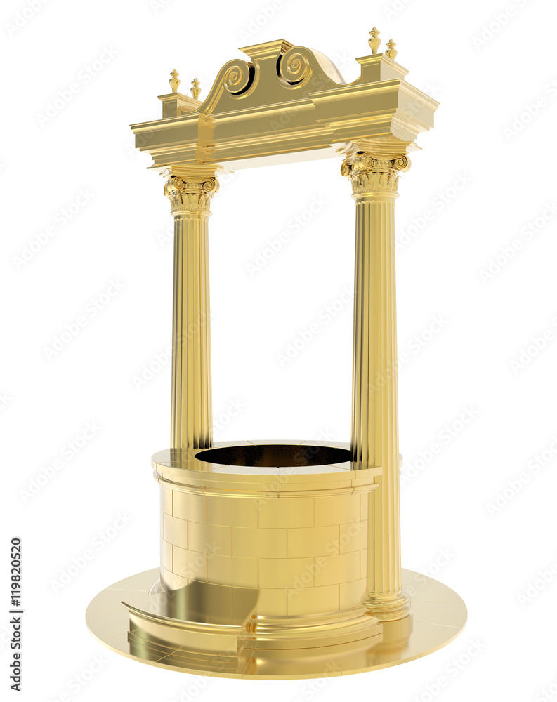 Gold antique well with columns Stock Illustration | Adobe Stock