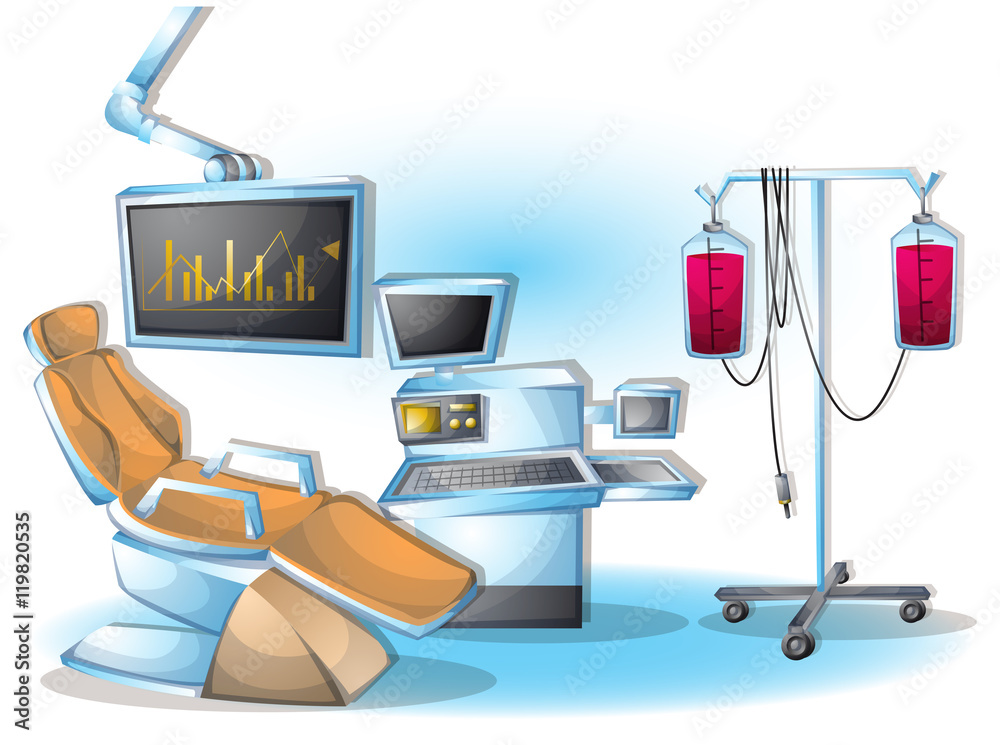 cartoon vector illustration interior surgery operation room with ...