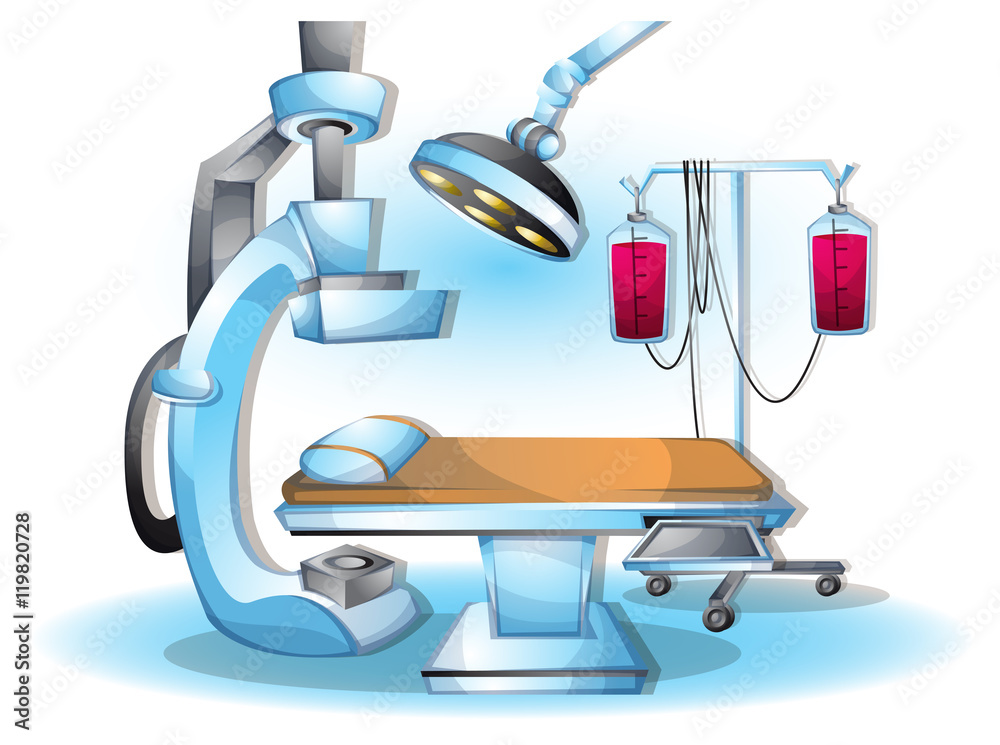 cartoon vector illustration interior surgery operation room with ...