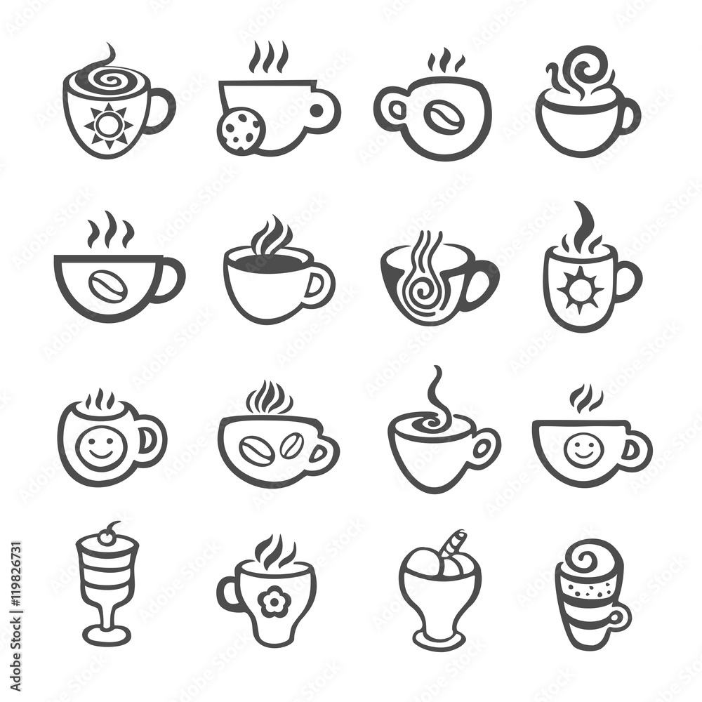 Coffee cup set. Vector icon collection. Stock Vector | Adobe Stock