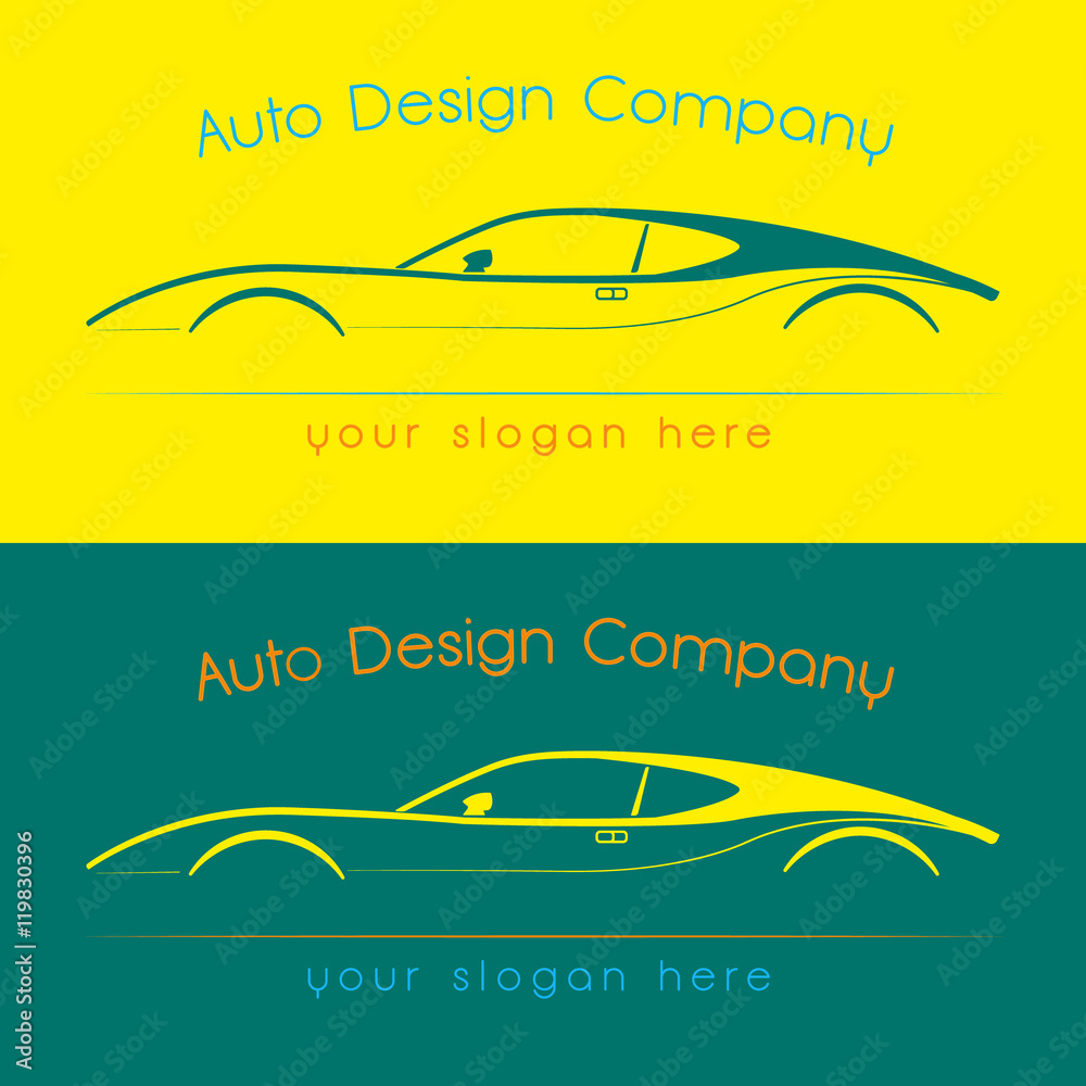 Vector company logo icon element template car auto drawing line contour ...