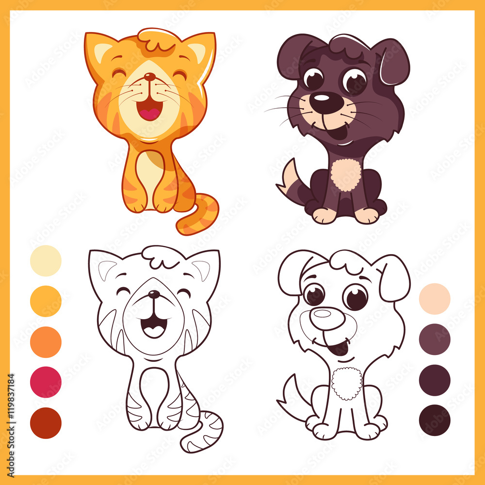 Cute little pets. Cartoon vector characters isolated on a white ...