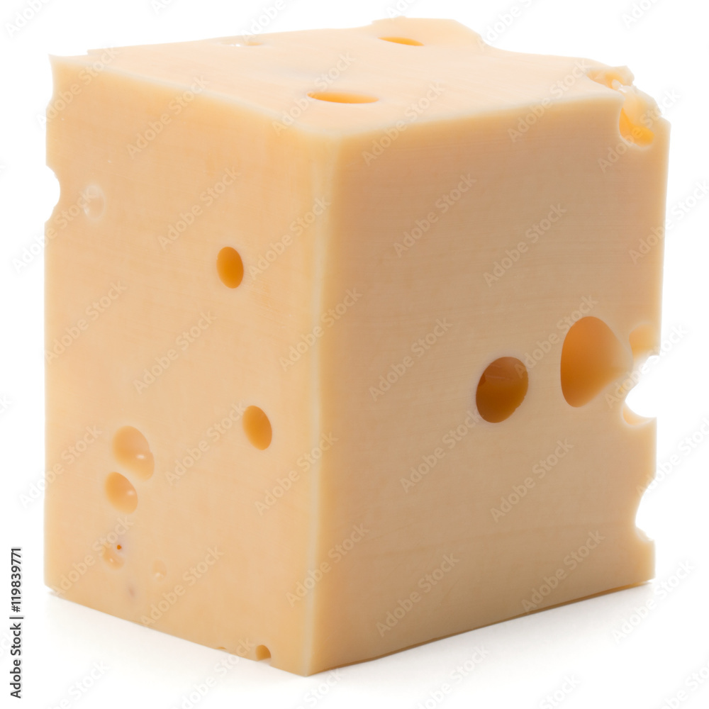 Cheese block isolated on white background cutout Stock Photo | Adobe Stock