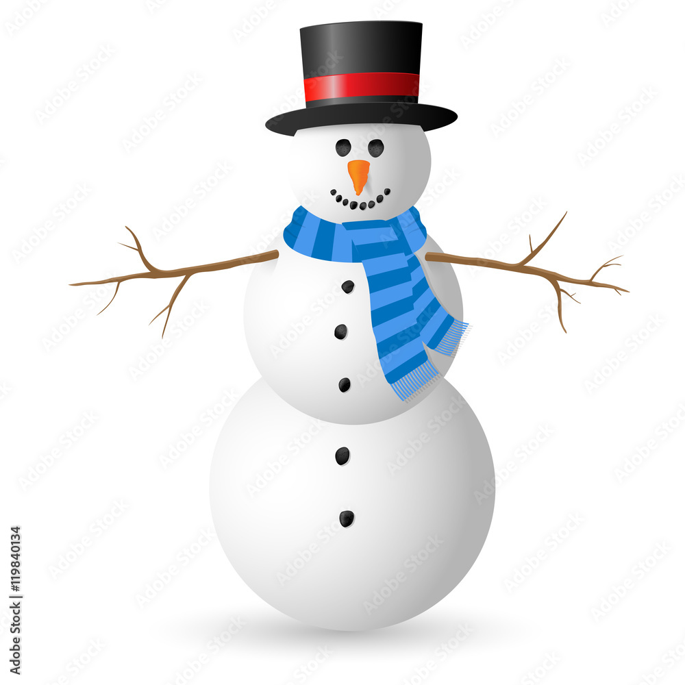 Snowman isolated on white background. Stock Vector | Adobe Stock