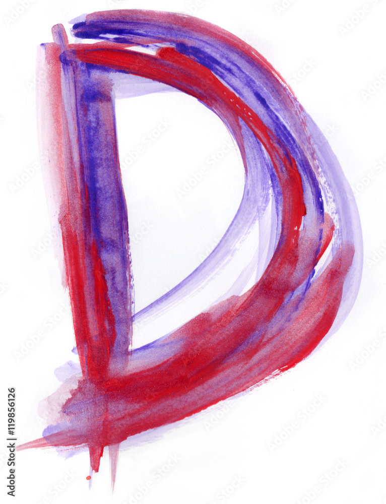 Watercolor Font illustration LETTER D Stock Photo | Adobe Stock