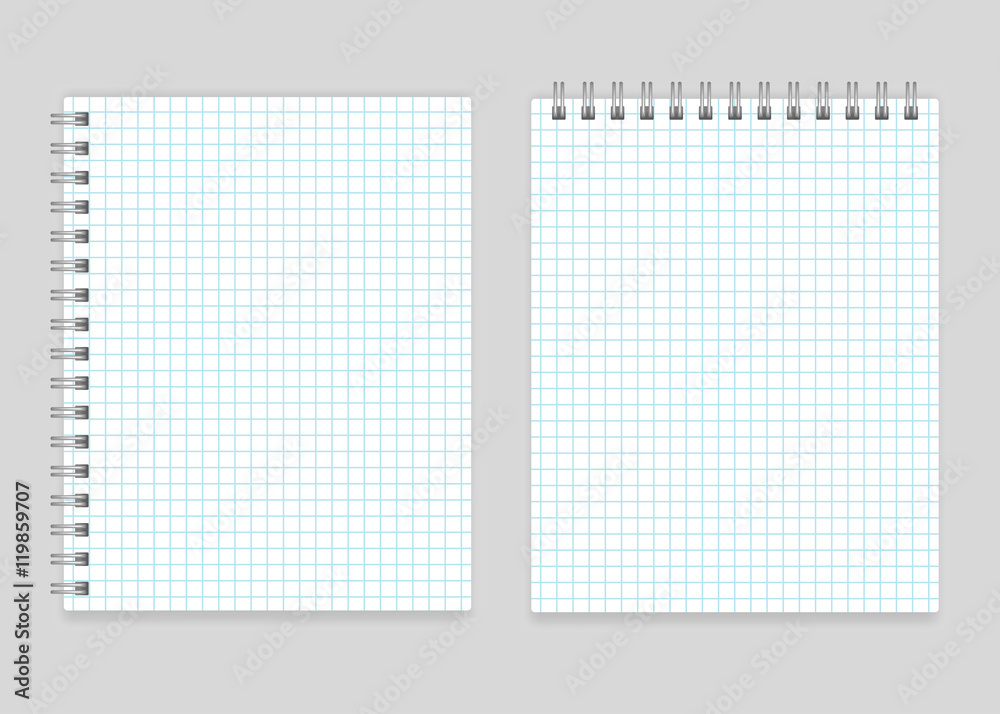 Blank realistic spiral squared notebook mockup Stock Vector | Adobe Stock