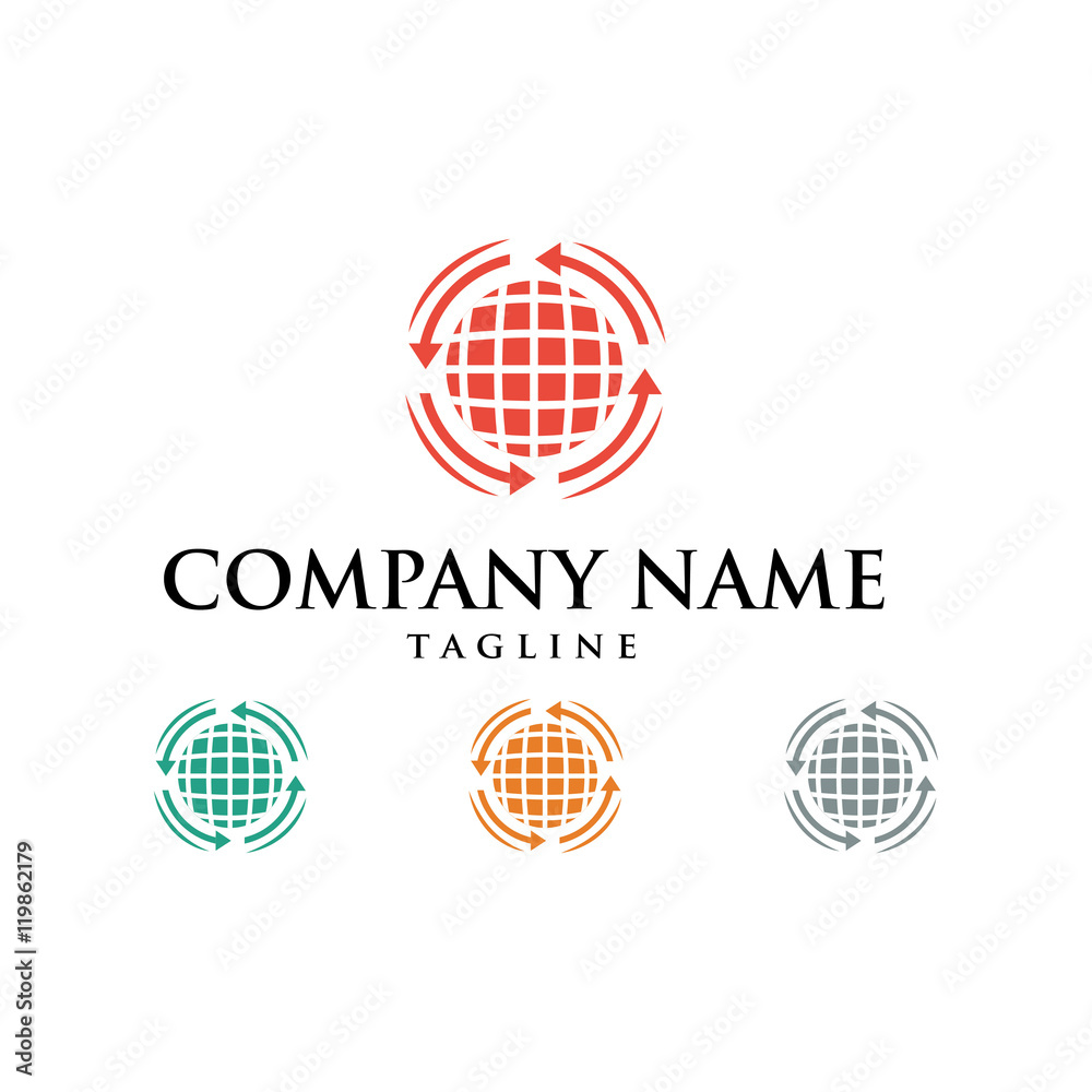 Globe Earth Planet Circle Icon Vector Logo Stock Vector | Adobe Stock