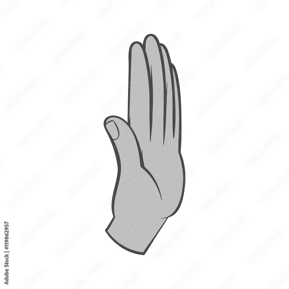 Palm up icon in black monochrome style isolated on white background ...