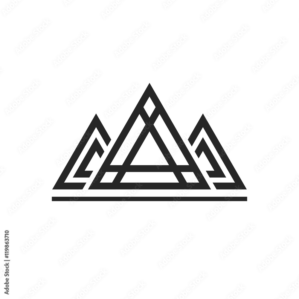 Abstract sacred geometry triangles logo sign isolated on white ...