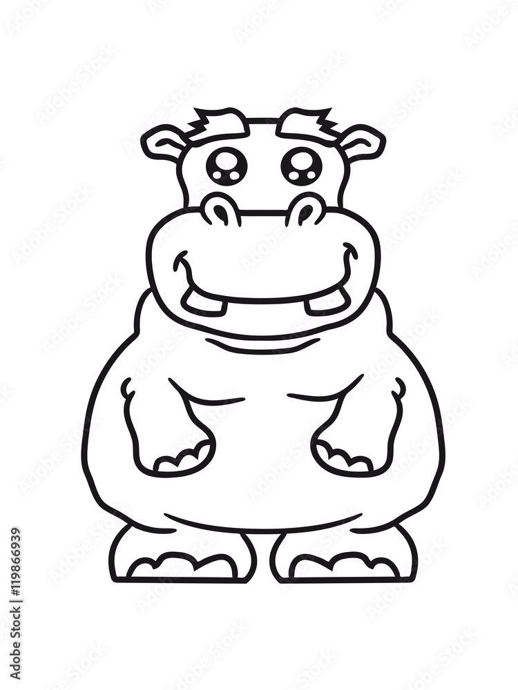 Fat Cartoon Hippo Drawing
