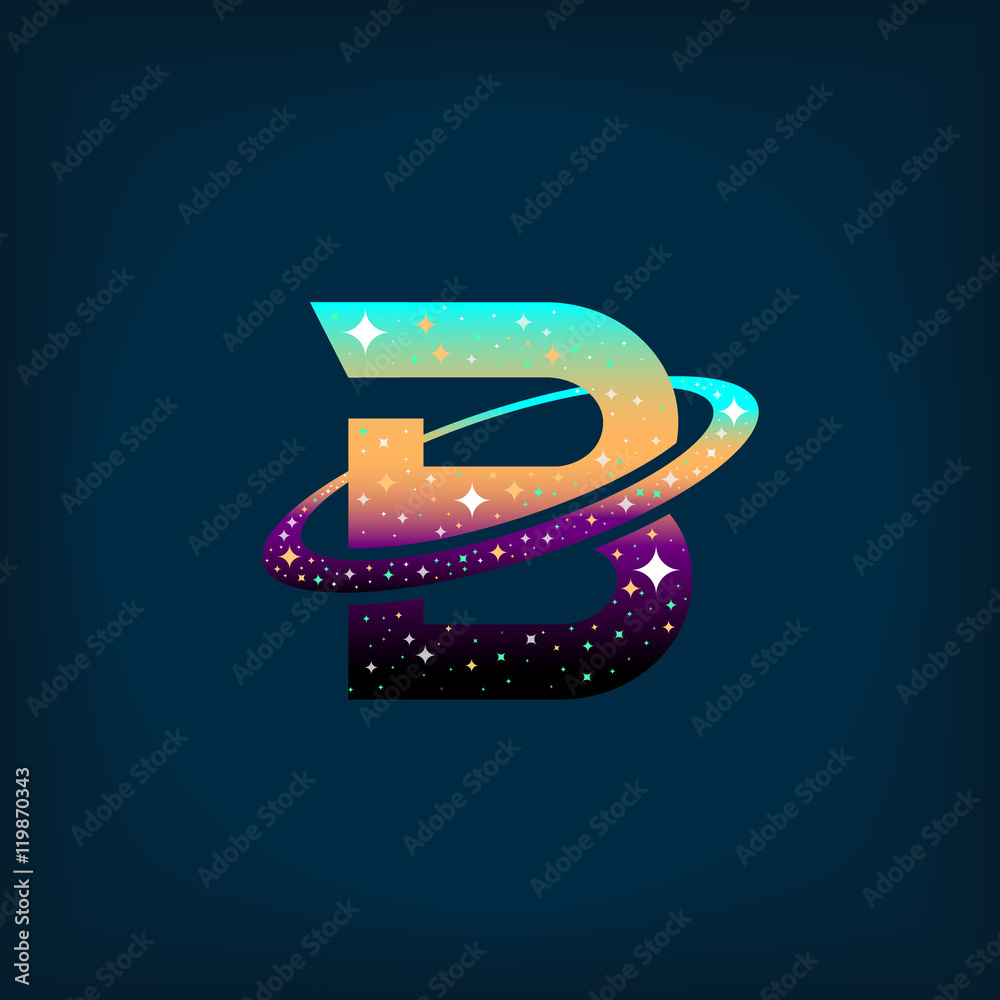 Abstract letter B logo with Space logo.Observatory,tourism,galaxy,moon ...