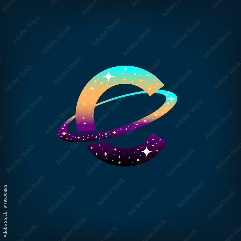 Abstract letter C logo with Space logo.Observatory,tourism,galaxy,moon ...
