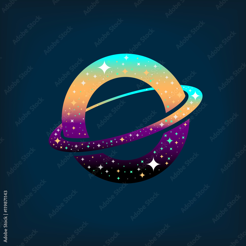 Abstract letter O logo with Space logo.Observatory,tourism,galaxy,moon ...