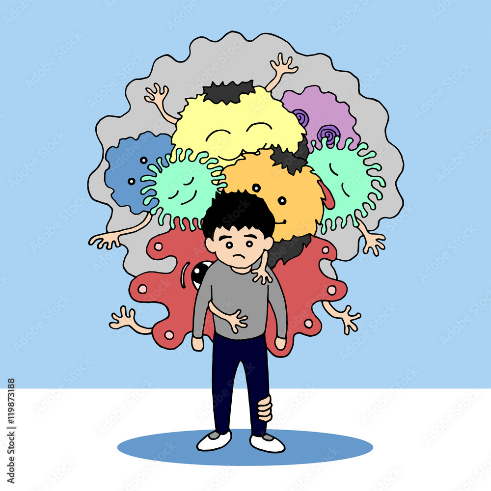 the lazy monster have power over office man, concept design Stock ...