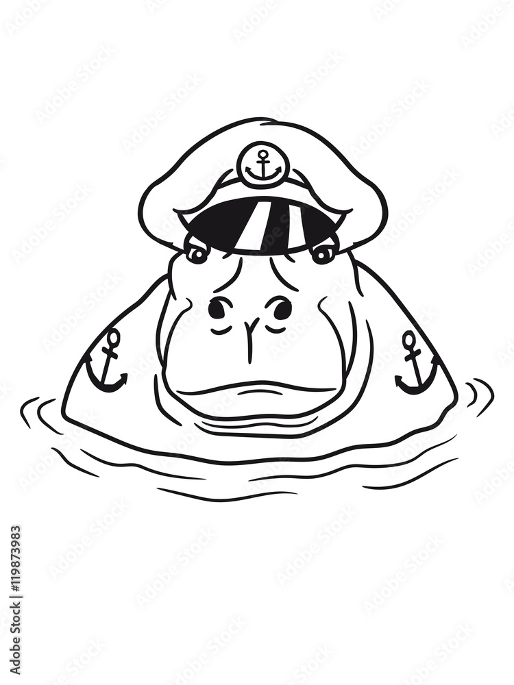 captain seaman chef boss team captain cap hippopotamus thick water ...