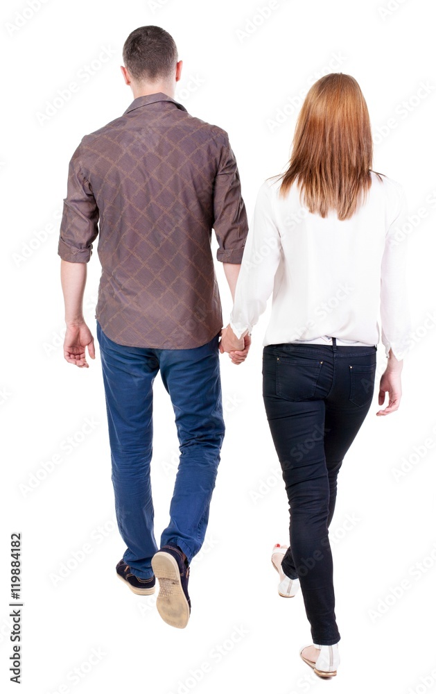 Couple Walking White Background