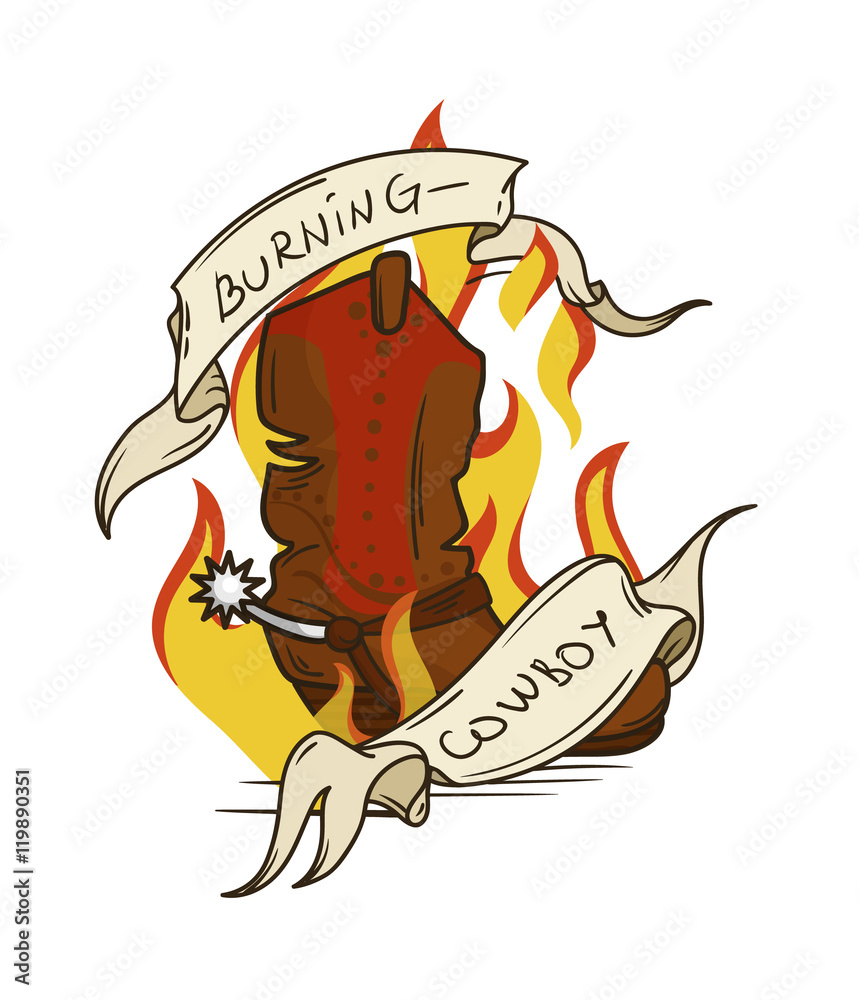 cowboy boot and text ribbons Stock Vector | Adobe Stock