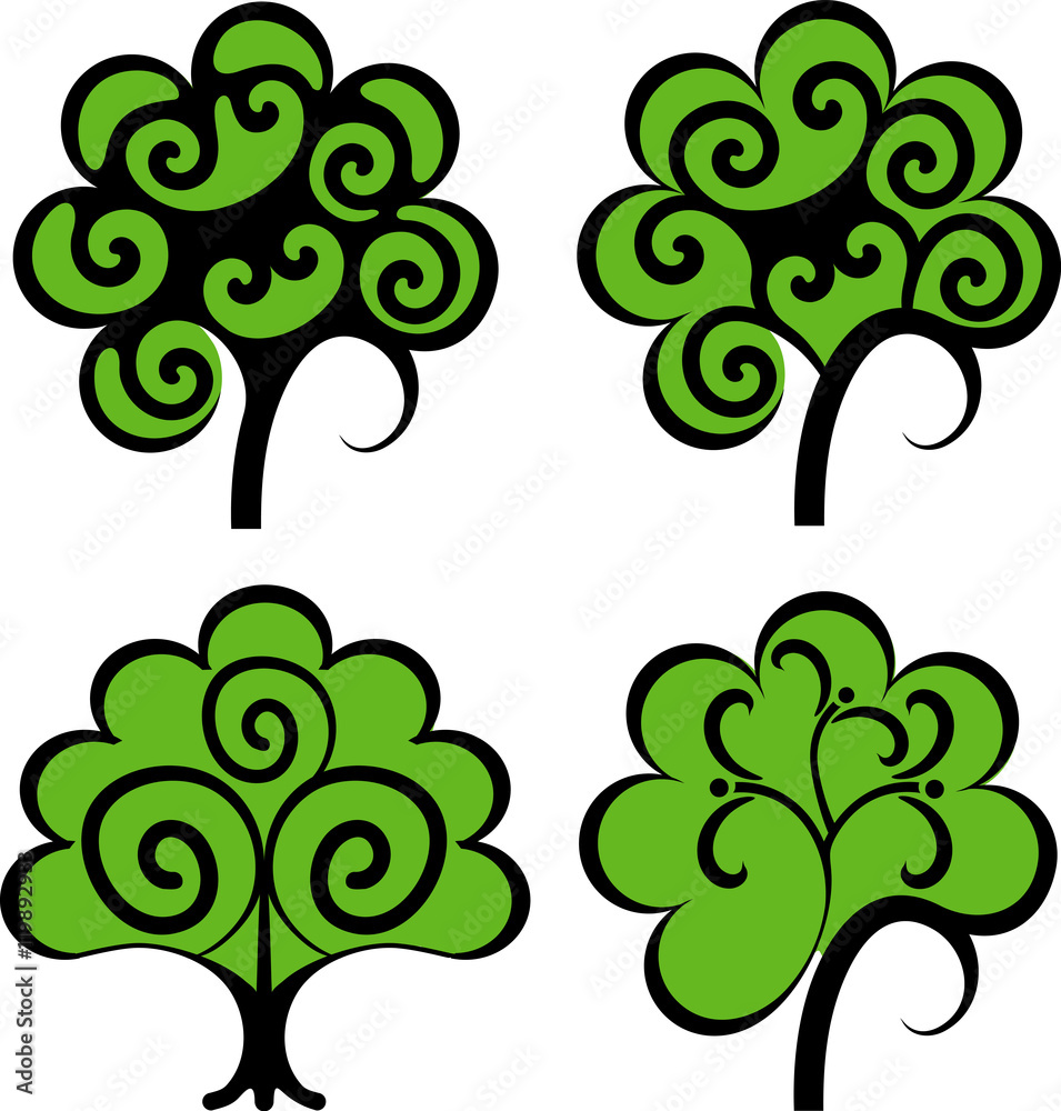 Circular trees collection Stock Vector | Adobe Stock