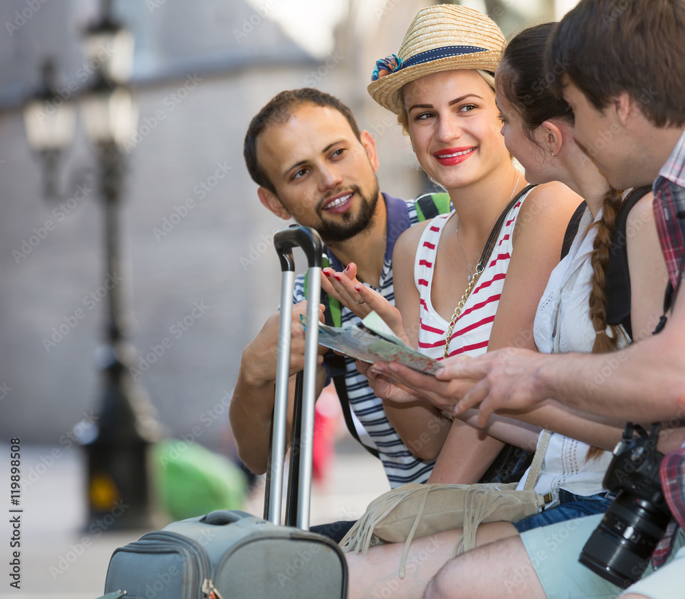 tourists with map exploring the city destination Stock Photo | Adobe Stock