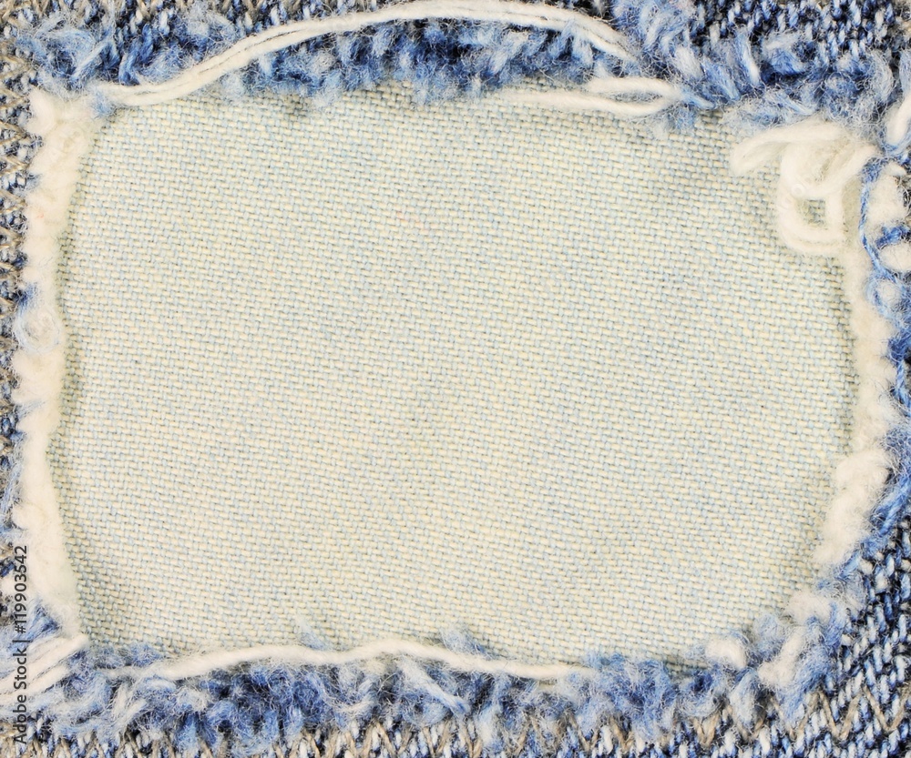 Frayed denim frame. Copy space. Stock Photo | Adobe Stock