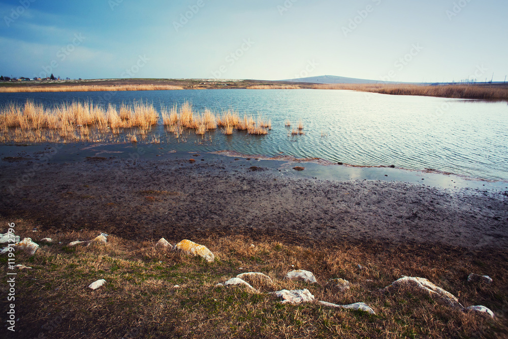 Natural lake landscape Stock Photo | Adobe Stock