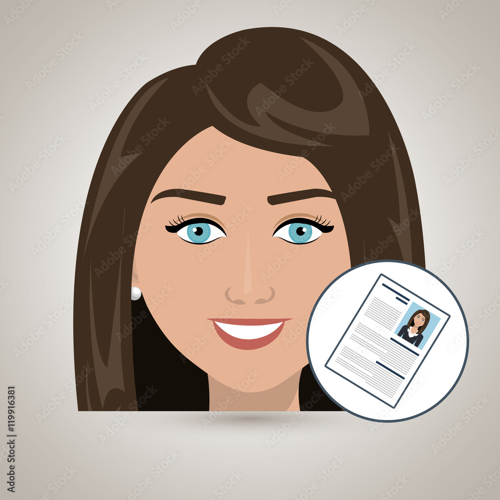 woman cv find person vector illustration graphic Stock Vector | Adobe Stock